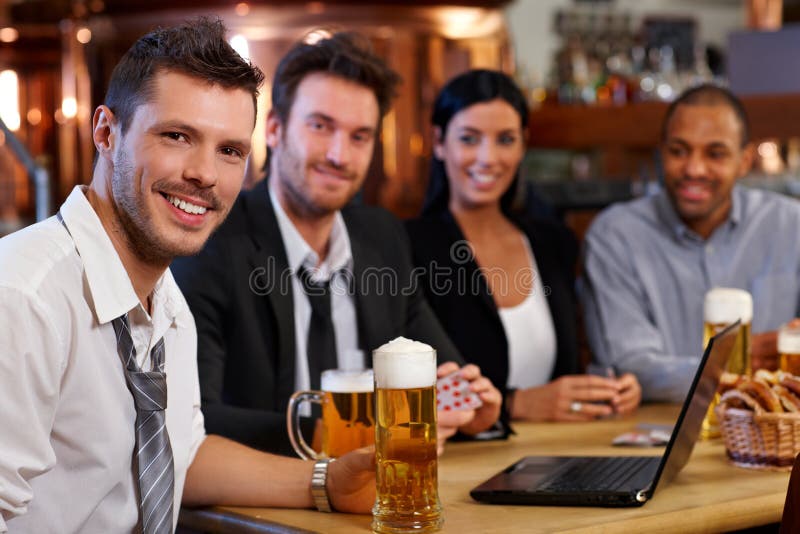 Young Office Worker Drinking Beer at Pub Stock Photo - Image of beer ...