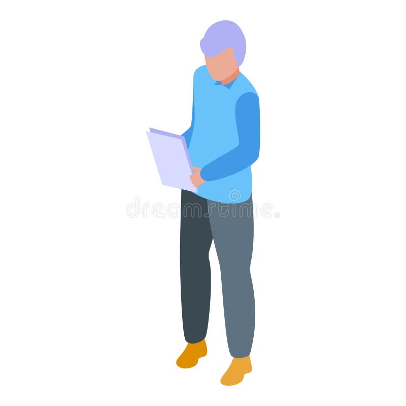 Young Office Worker is Standing and Holding Some Documents Stock Vector ...