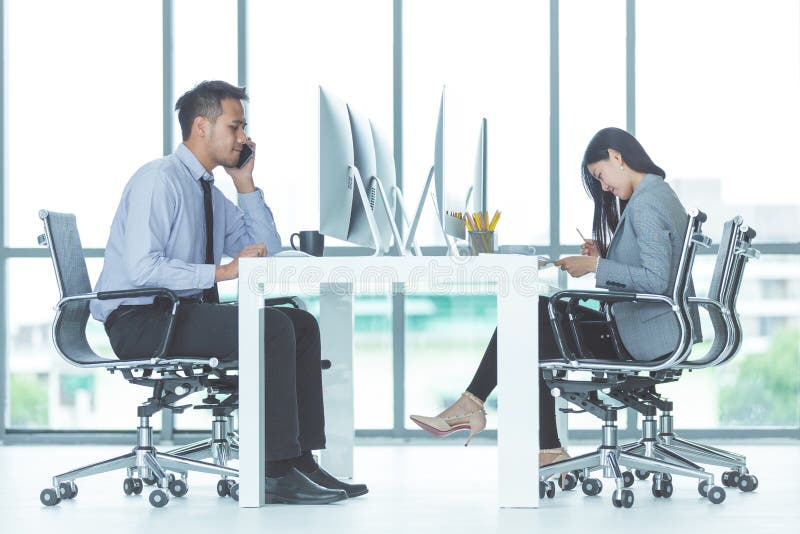 Young Office Workers are Dedicated To Working Hard, a Modern of Stock ...