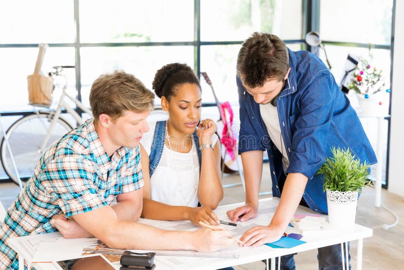 Young Office Workers or Students As a Team Stock Image - Image of male ...