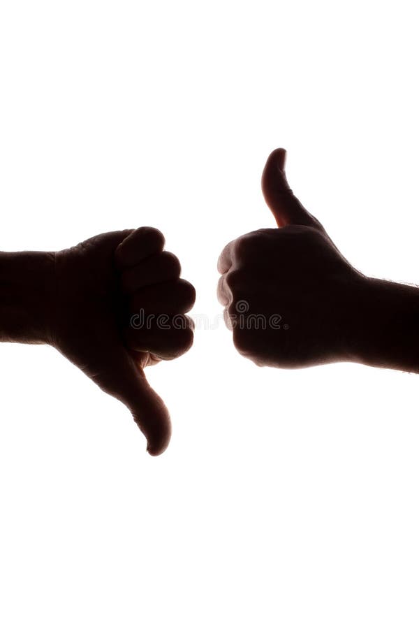 Young and Old Man Show Like and Dislike - Silhouette Stock Image ...