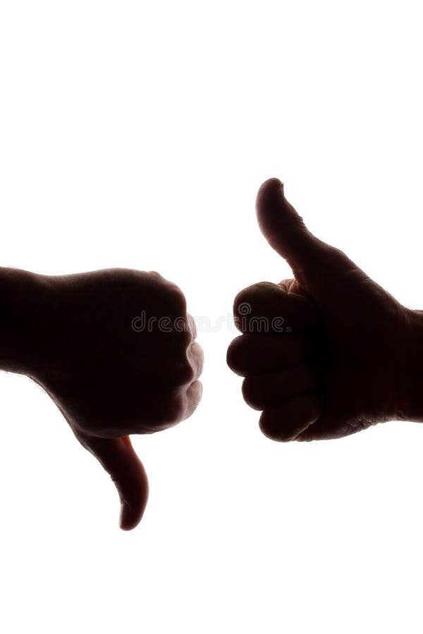 Young and Old Man Show Like and Dislike - Silhouette Stock Image ...