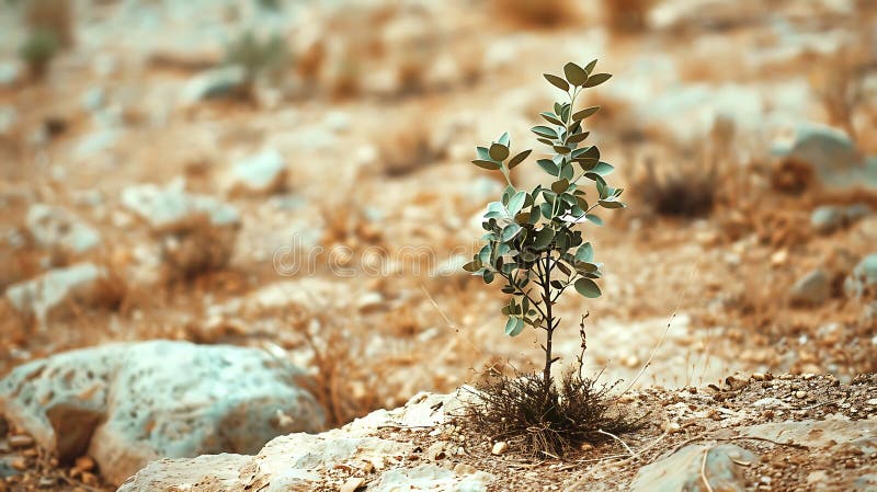 Young Olive Tree Growing on the Rock Nature Background Stock ...