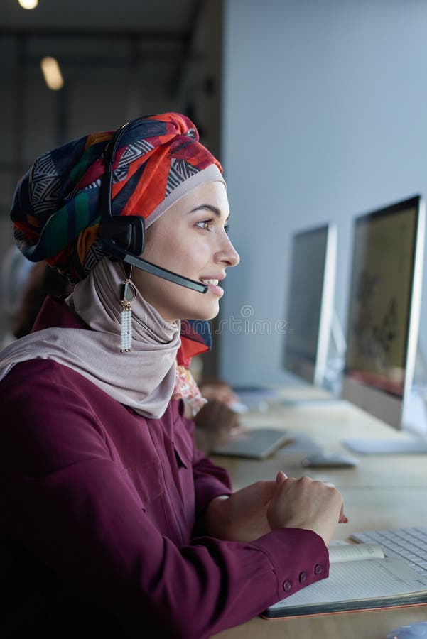 Operator in Headphones in Call Center Stock Image - Image of creativity ...