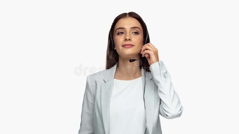 Young Operator in Headset with Microphone Stock Image - Image of jacket ...