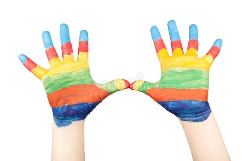 Young Pair of Painted Hands Stock Photo - Image of watercolor, paint ...