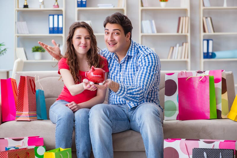The Young Pair after Shopping with Many Bags Stock Image - Image of ...
