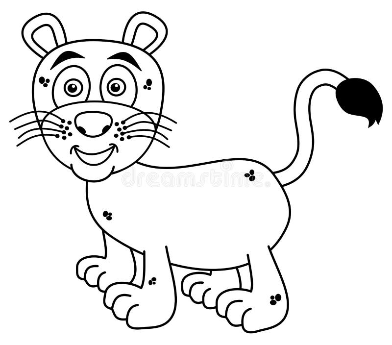 Young Panther Smiling for Coloring Stock Illustration - Illustration of ...