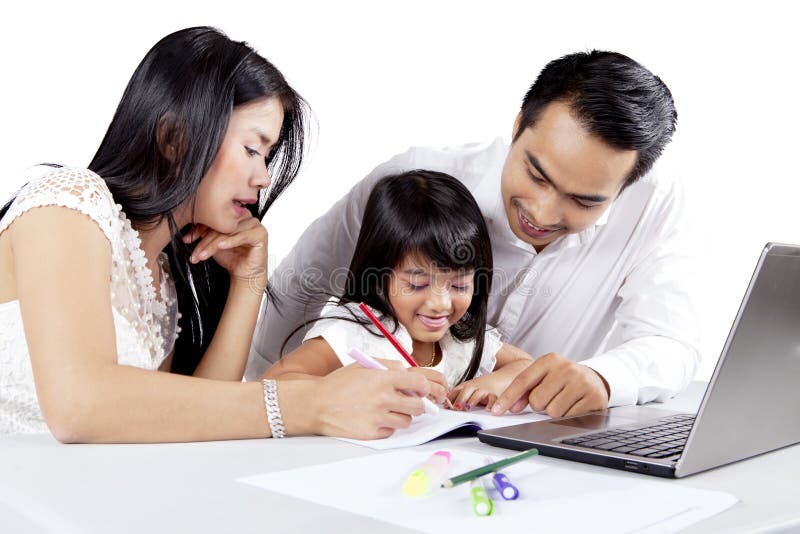 Young Parent Teaching Their Daughter To Draw Stock Photo - Image of ...