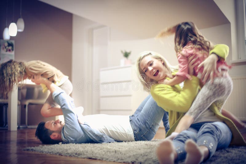 Laugh and play. stock photo. Image of adult, male, little - 119966836