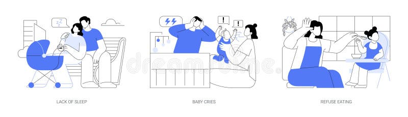 Young Parents Problems Isolated Cartoon Vector Illustrations Se Stock ...