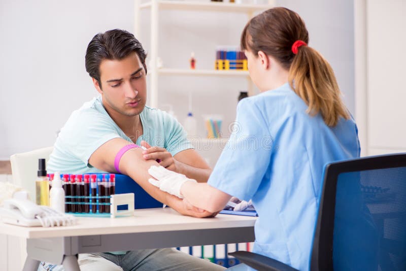 The Young Patient during Blood Test Sampling Procedure Stock Image ...
