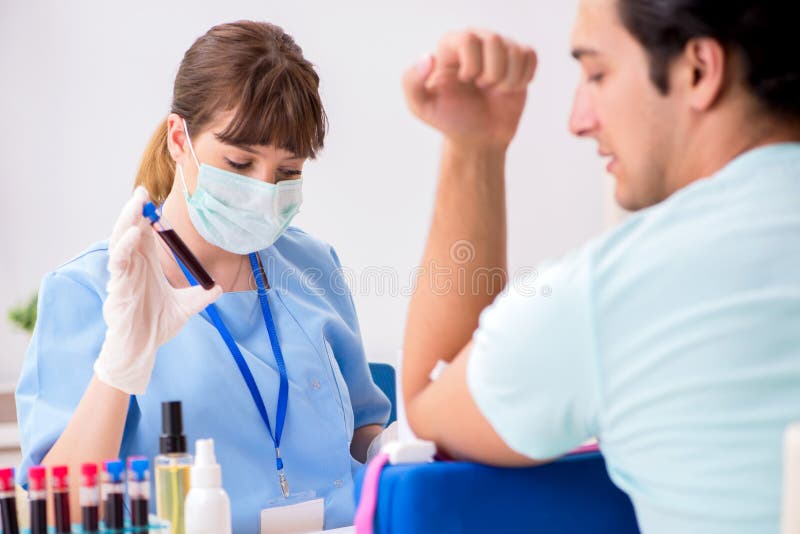 The Young Patient during Blood Test Sampling Procedure Stock Image ...