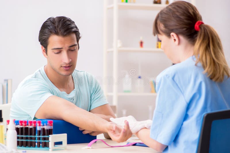 The Young Patient during Blood Test Sampling Procedure Stock Image ...