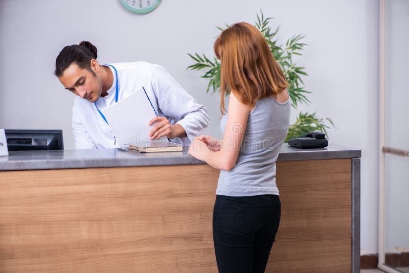 Young Patient at the Reception in the Hospital Stock Image - Image of ...
