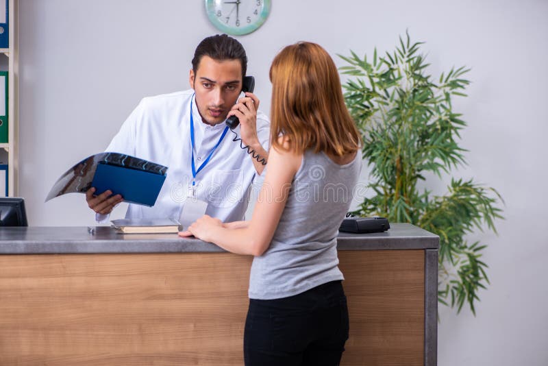 Young Patient at the Reception in the Hospital Stock Photo - Image of ...