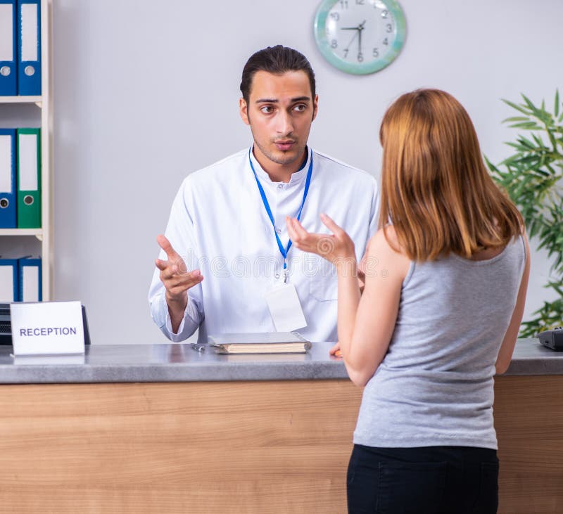Young Patient at the Reception in the Hospital Stock Photo - Image of ...