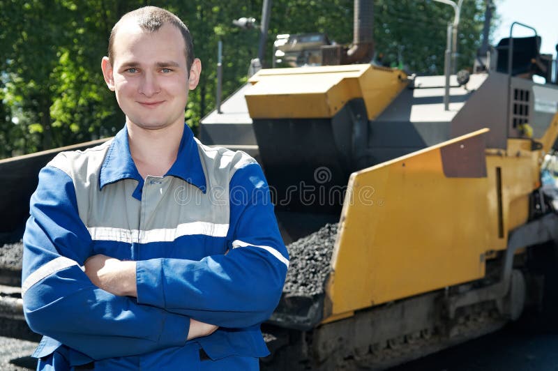 Young Paver Worker at Asphalting Stock Image - Image of happy, adorable ...