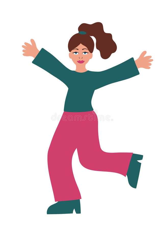 Colorful Disproportionate Girl. Character in Pose. Vector Flat ...