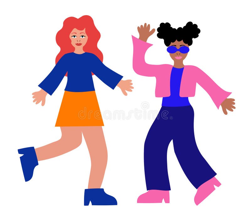 Colorful Disproportionate Girls. Women Characters in Different Pose ...