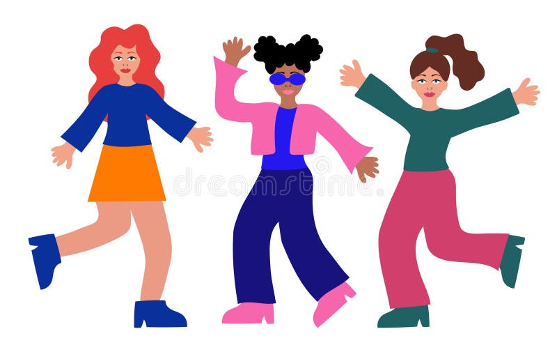 Colorful Disproportionate Girls. Women Characters in Different Pose ...