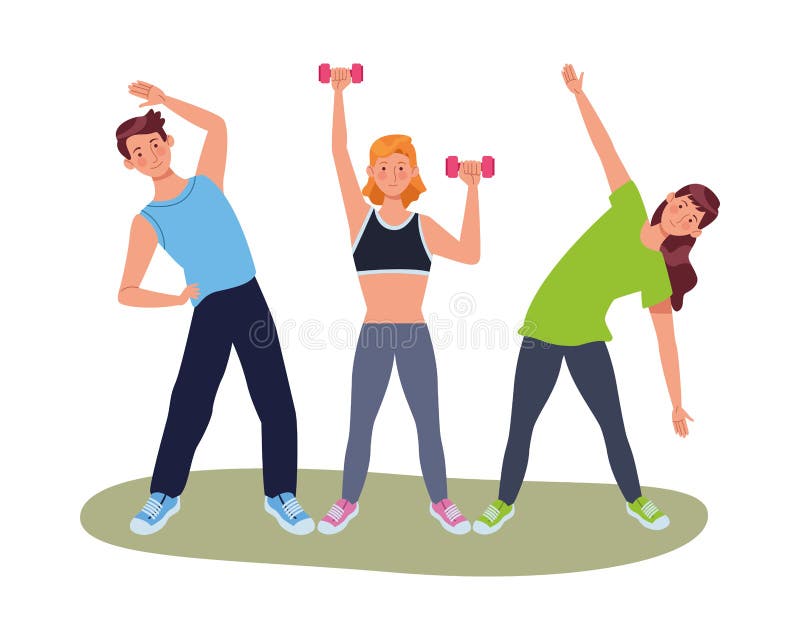 Young People Athletes Practicing Exercise Characters Stock Vector ...