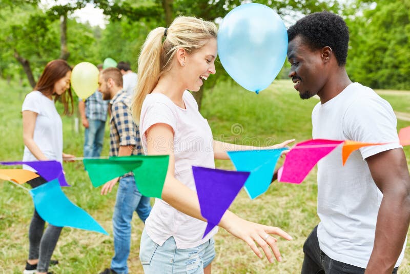 Young People are Balancing Balloons Stock Image - Image of game ...