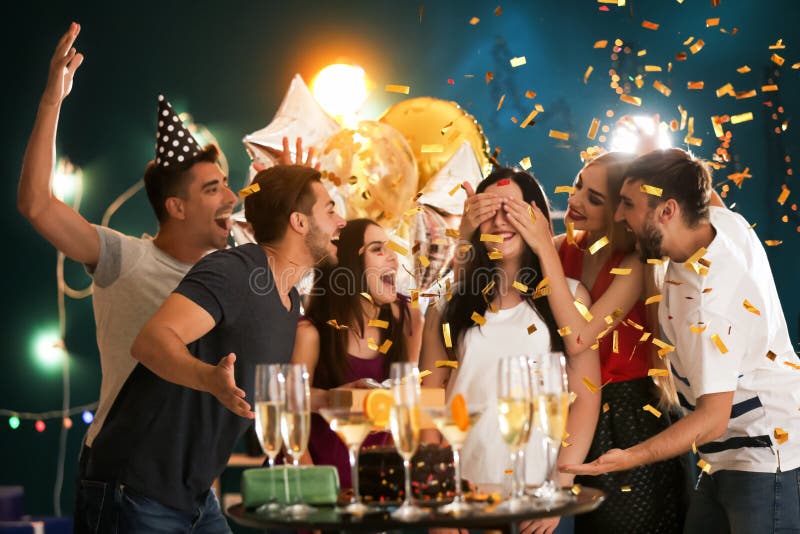 Young People at Birthday Party in Club Stock Photo - Image of enjoy ...