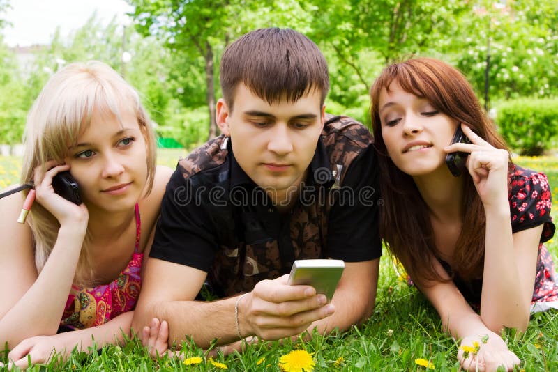 Young People Calling on the Phones Stock Image - Image of beautiful ...