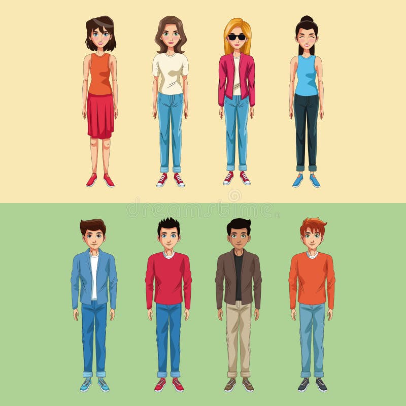 Young people cartoon stock vector. Illustration of display - 111401835