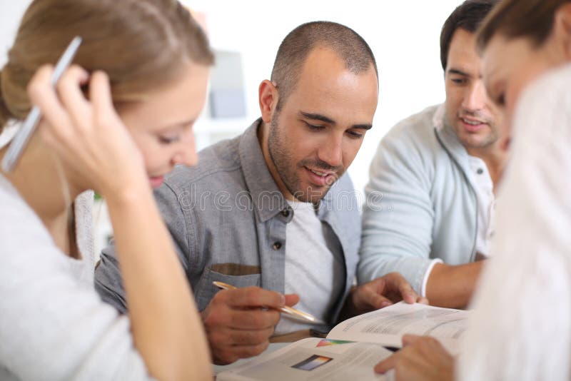 Young People in Class Studying Together Stock Image - Image of studying ...