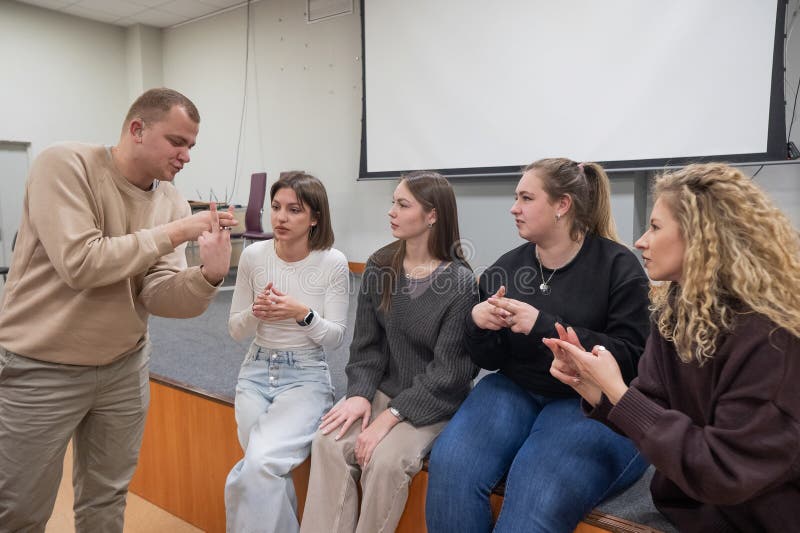 Young People Communicate in Sign Language in a University Classroom ...
