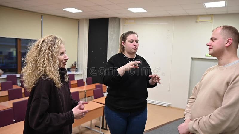 Young People Communicate in Sign Language in a University Classroom ...