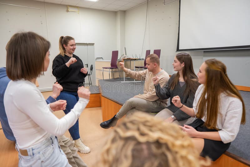 Young People Communicate in Sign Language in a University Classroom ...