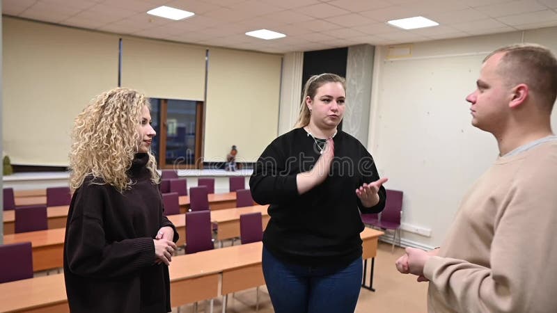Young People Communicate in Sign Language in a University Classroom ...