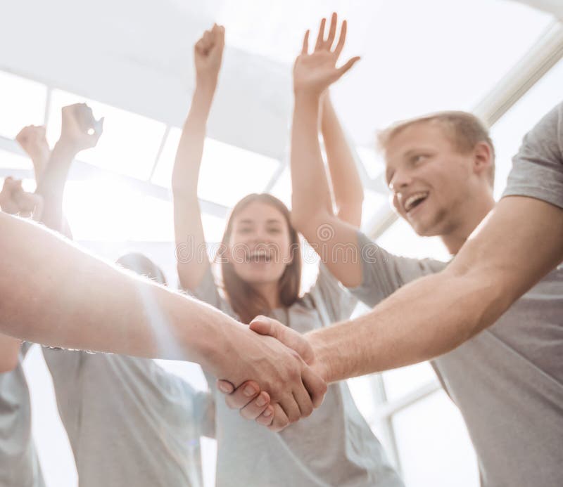 Young People Congratulating Each Other on the Victory Stock Photo ...
