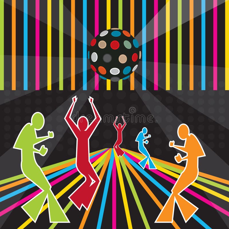 Young People Dancing at Disco. Vector Illustration Decorative Design ...