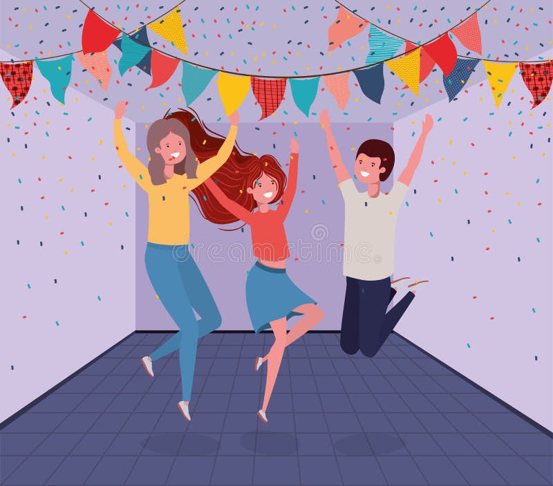 Young People Dancing In The Room Stock Vector - Illustration of ...