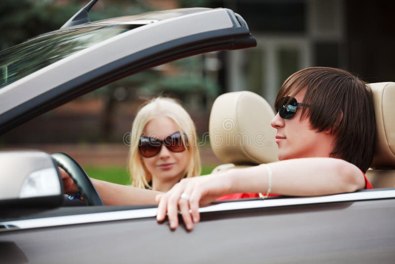 Young Fashion People Driving Convertible Car Stock Image - Image of ...