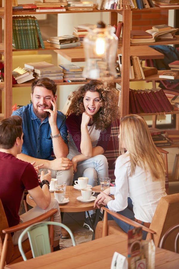 Young People Enjoying in Cafe Stock Image - Image of cafeteria ...