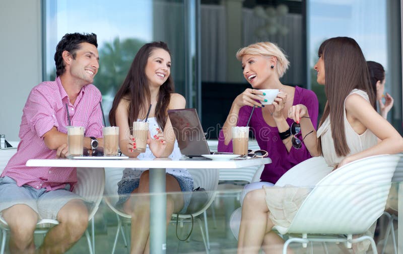Young People Enjoying Coffee Stock Image - Image of fashion, internet ...