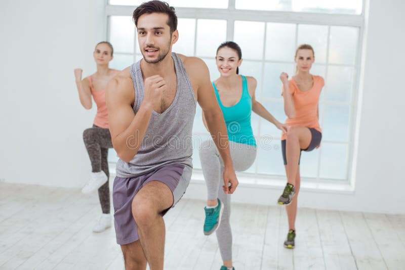 Young People Exercise Together Healthy Lifestyle Concept Stock Photo ...