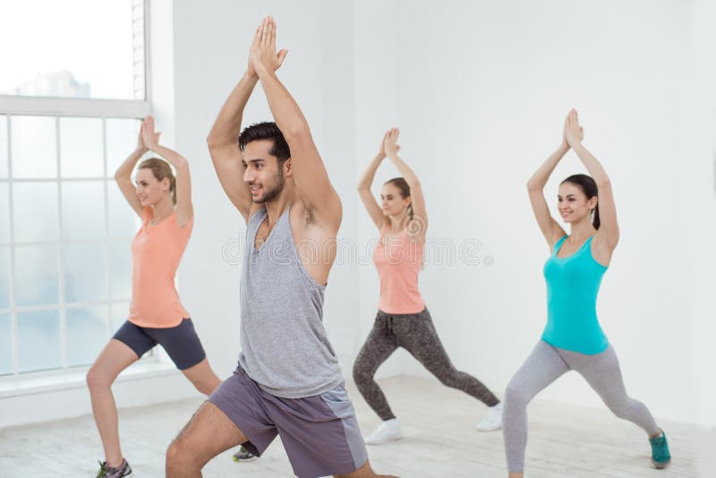 Young People Exercise Together Healthy Lifestyle Concept Stock Image ...