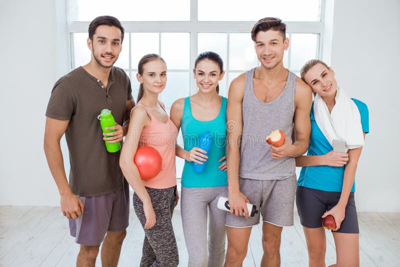 Young People Exercise Together Healthy Lifestyle Concept Stock Photo ...