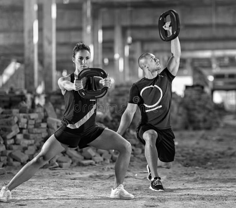 Young People Exercise with Weights Stock Image - Image of power, effort ...