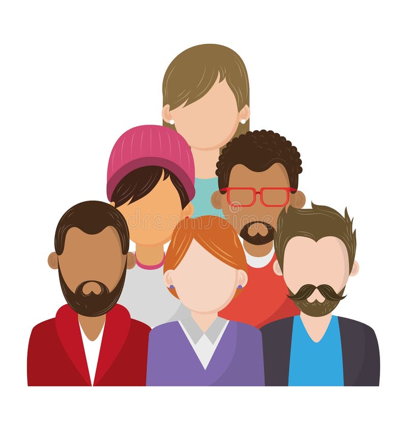 Young People Faceless Characters Isolated Stock Vector - Illustration ...