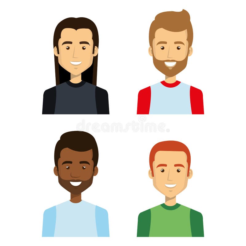 Young People Group Avatars Characters Stock Illustration - Illustration ...