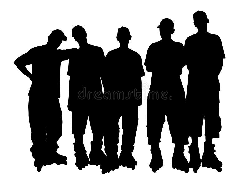 Group of Roller Blade Players Action Vector Stock Vector - Illustration ...