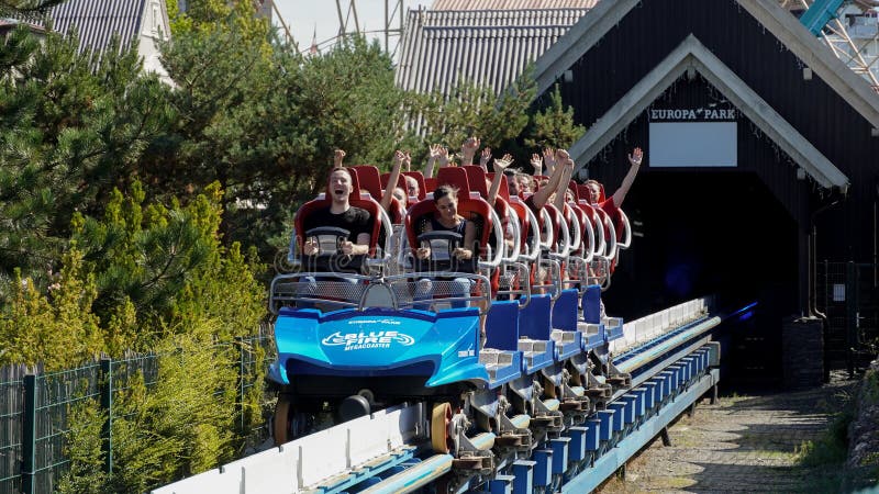 Young People Have Fun during the Catapult Launch on the"Blue Fire ...