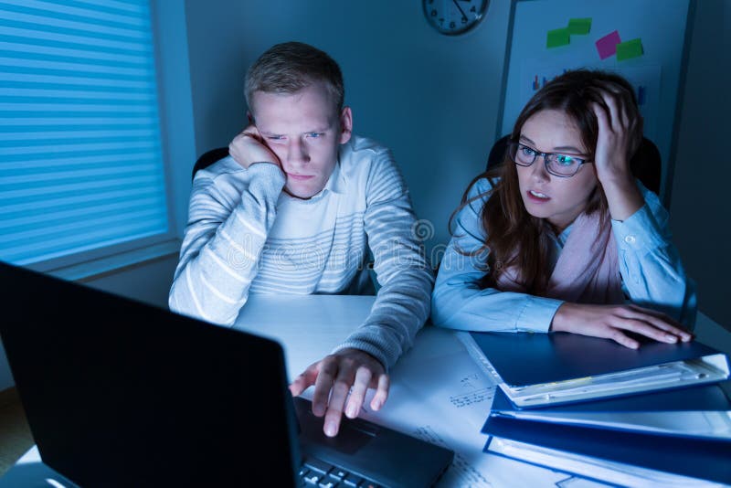 Young People Having a Lot of Work Stock Photo - Image of night, desk ...